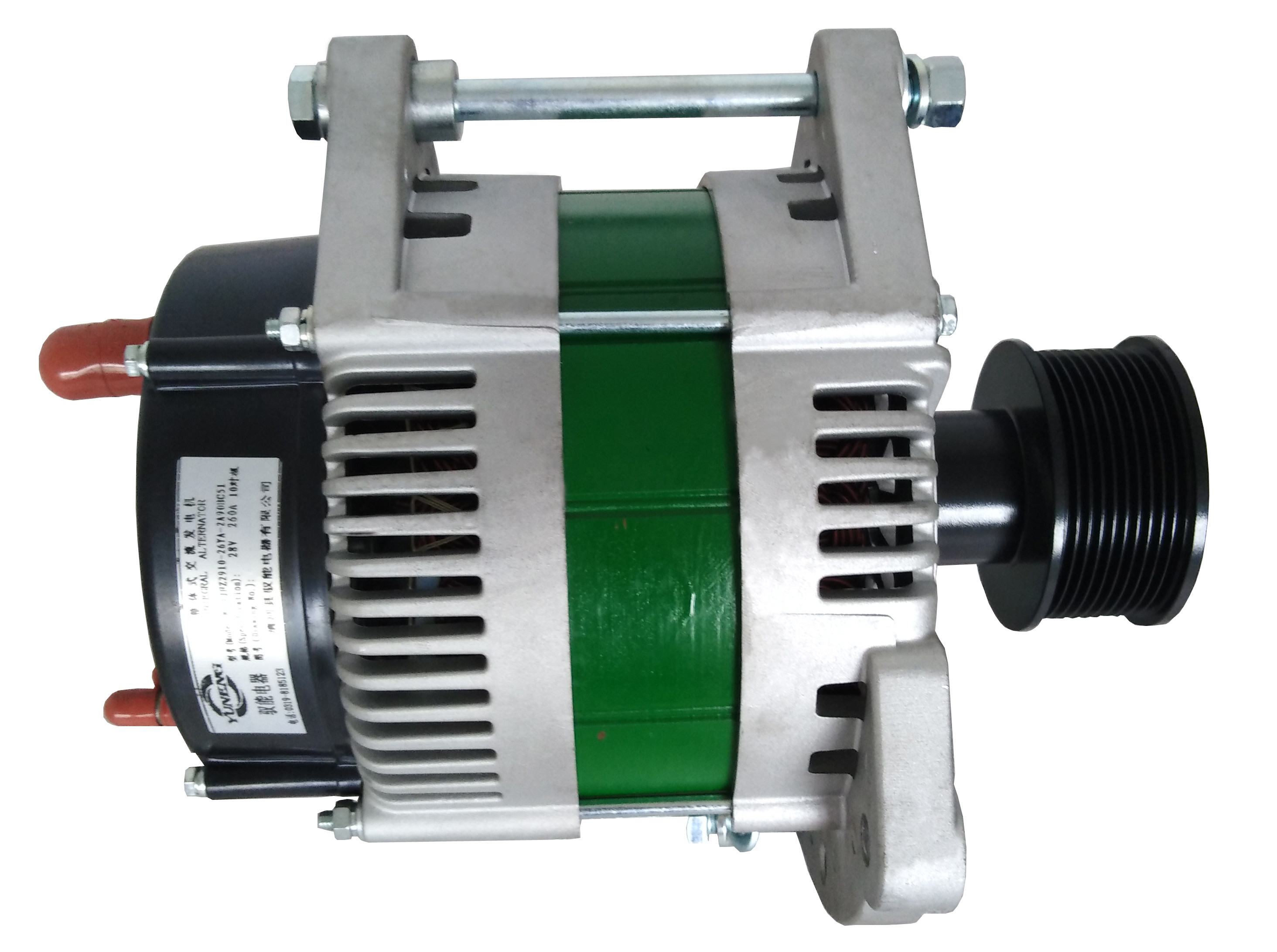 Compact design high amp 24V 360A alternator assembly for fire and ...
